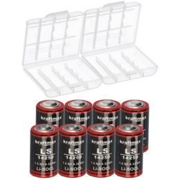 XCELL - 8x Kraftmax Lithium 3,6V Batterie LS14250 1/2 aa - Zelle ER14250 Li-SOCl2 + Box