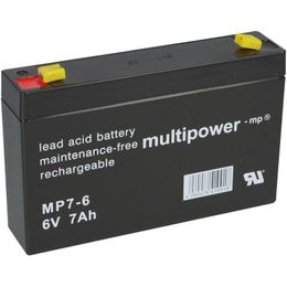 Multipower - Blei-Akku MP7-6 Pb 6V 7Ah Fatson 4,8mm