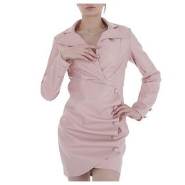 Ital-Design Bleistiftkleid Damen Party & Clubwear Wickel Drapiert Stretch Lederoptik Minikleid in Altrosa