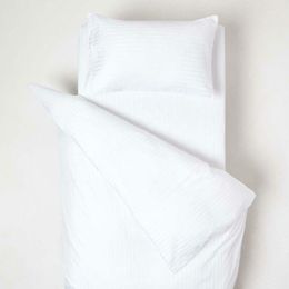 Homescapes - Kinderbettwäsche, weiß mit Satinstreifen, 100% Baumwolle Fadendichte 330 - Weiß