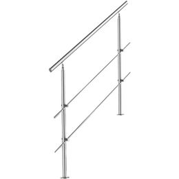 Geländer Edelstahl Handlauf für Balkon Brüstung Treppen mit/ohne Querstreben Easy aufzubauen 150cm. 2 Querstreben - HENGDA