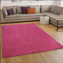 Paco Home - Shaggy Hochflor Langflor Teppich Sky Einfarbig in Pink / Rosa / Fuchsia 60x100 cm