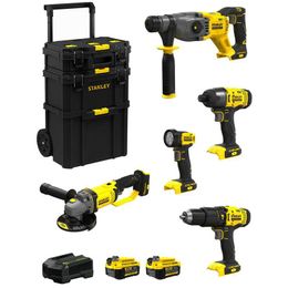 FatMax Kit SVK501 (SFMCH900 + SFMCG400 + SFMCD711 + SFMCF800 + SFMCL020 + 2 x 4,0 Ah + Ladegerät + Caddy 3in1) - Stanley