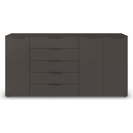 Kommode Rauch "Flipp" Sideboards Gr. B/H/T: 200 cm x 100 cm x 42 cm, 5, grau (graphit) Kommode 3-türig mit 5 Schubladen und Soft-Close-Funktion