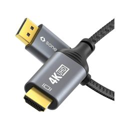 Sonero DisplayPort-Kabel, DP/HDMI, Stecker/Stecker, 4K60, grau/schwarz, 2 m