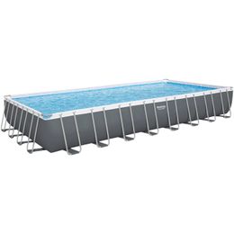 Bestway Framepool Power Steel™ (Komplett-Set), Frame Pool mit Sandfilteranlage 956x488x132 cm, grau, grau