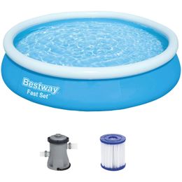 Bestway Quick-Up Pool Fast Set™ (Set, 3-tlg), ØxH: 366x76 cm, mit Kartuschenfilterpumpe, blau