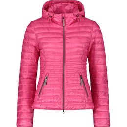 Cartoon Steppjacke, Kapuze, Reißverschlusstaschen, für Damen, pink, 36