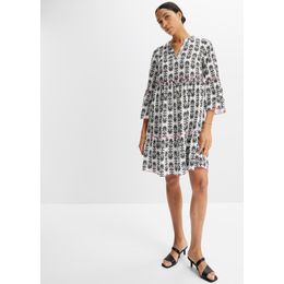 bonprix Tunika-Kleid aus flie&szlig;ender Viskose, wei&szlig;, Gr.44, Tunika-Kleid mit Kontrastn&auml;hten, aus Viskose