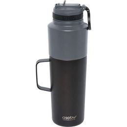 Asobu Twin Pack Bottle with Mug Schwarz, 0.9 L + 0.6 L