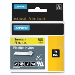 Dymo Rhino Band IND, Nylon 12 mm x 3,5 m schwarz auf gelb