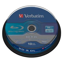 1x10 Verbatim BD-R Blu-Ray 50GB 6x Speed, white blue Cakebox