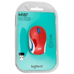 Logitech M 187 cordless Mini Mouse USB red