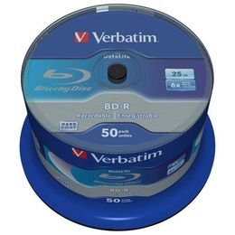 1x50 Verbatim BD-R Blu-Ray 25GB 6x Speed Datalife No-ID Cakebox