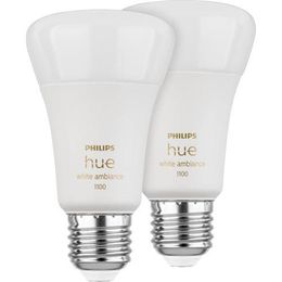 Philips Hue LED Lampe E27 2er Set 1100lm White Ambiance