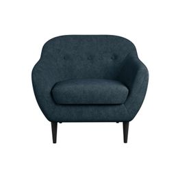 Home Affaire Sessel Roni, Wellenunterfederung für hohen Sitzkomfort, Massivholzfüße, blau
