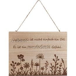 Holzschild mit Spruch "Zuhause"