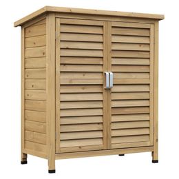 Outsunny Geräteschrank mit Lamellentüren (Farbe: natur)