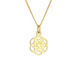 NENALINA Halskette Blume des Lebens Ornament Symbol Flower 925 Silber (Farbe: Gold, Größe: 45 cm)