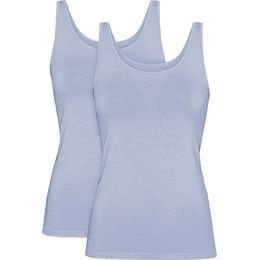 SYLVIA SPEIDEL. Bambus Unterhemd, 2er-Pack, U-Ausschnitt, für Damen, blau, 38/40