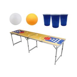 PerfectVibe Becher PerfectVibe Basketball Bier-Pong-Tisch + 25 Blaue Becher + 8 Bälle