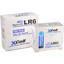 XCELL 200 Batterien 100x XCELL LR03 Micro AAA + 100x XCELL LR6 Mignon AA Batterie