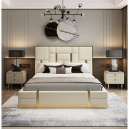 JVmoebel Bett Weißes Doppelbett Schlafzimmer Luxus Holzgestell Designer (1-tlg.