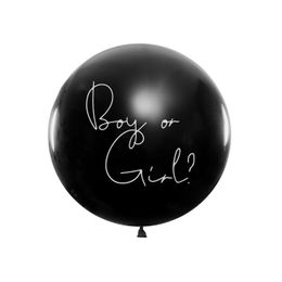 partydeco Luftballon, Riesenballon Boy or Girl mit blauem Konfetti 1m Gender Reveal schwarz