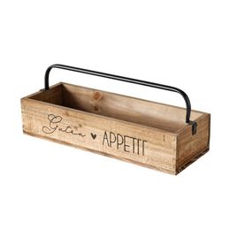 Boltze Dekotablett Tablett APPETIT braun schwarz aus Holz und Metall Holzbox Küche Holzki