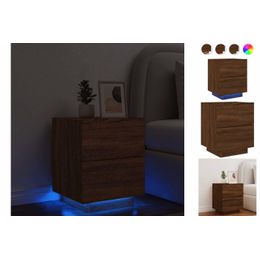 vidaXL Nachttisch Nachttisch mit LED-Leuchten Braun Eichen-Optik Holzwerkstoff Nachtschr