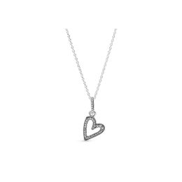 Pandora Kette mit Anhänger Heart silver Anhänger mit Zirkonia