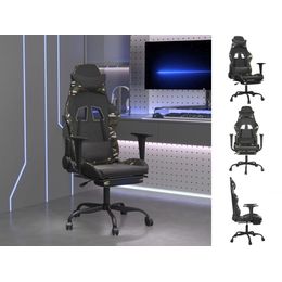 vidaXL Bürostuhl Gaming-Stuhl mit Fußstütze Schwarz und Tarnfarben Kunstleder