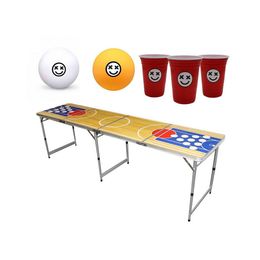 PerfectVibe Becher PerfectVibe Basketball Bier-Pong-Tisch + 25 PV Rote Becher + 8 Bälle