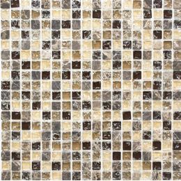 Mosani Mosaikfliesen Glasmosaik Naturstein Mosaik dunkelbeige glänzend / 10 Matten