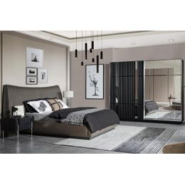 JVmoebel Schlafzimmer-Set Luxuriöses Schlafzimmer Doppelbett 2x Nachttische Kleiderschrank 4tlg