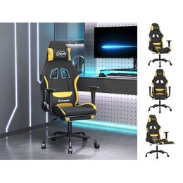 vidaXL Bürostuhl Gaming-Stuhl mit Fußstütze Drehbar Schwarz und Hellgelb Stoff Gamingst
