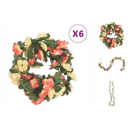 vidaXL Girlanden Künstliche Blumengirlanden 6 Stk Rose und Champagner 240 cm