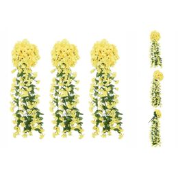 vidaXL Girlanden Künstliche Blumengirlanden 3 Stk Gelb 85 cm