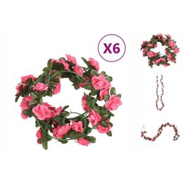 vidaXL Girlanden Künstliche Blumengirlanden 6 Stk Rosa 240 cm