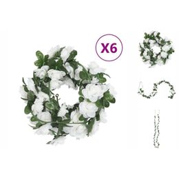 vidaXL Girlanden Künstliche Blumengirlanden 6 Stk Weiß 240 cm