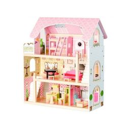 suebidou Puppenhaus Spielhaus für Mädchen Puppenstube mit Möbeln "Rose"