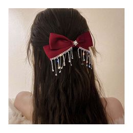 FIDDY Haarnadel Schleifenkopfschmuck mit Perlen und Samt-Haarspange