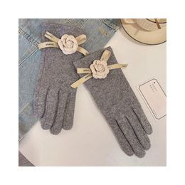 FIDDY Skihandschuhe Bow Camellia warme Touchscreen-Handschuhe für Damen