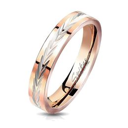 viva-adorno Fingerring Edelstahl Ring Damenring Rosegold Glänzend Poliert Diamantschliff