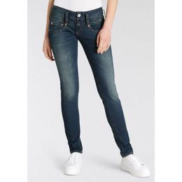 Herrlicher Slim-fit-Jeans Jeans Pitch Slim Organic Denim Vintage-Style mit Abriebeffekten, blau