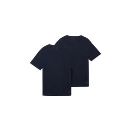 Tom Tailor Herren T-Shirt im Doppelpack, blau, Uni, Gr. XXL
