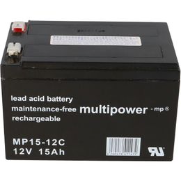 Multipower - 2 x blei akku 12V 15Ah kompatibel gel batterie gelakku für 24V 12Ah 13Ah 14Ah