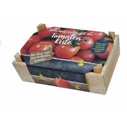 Spetebo - Trendy Holz Kiste Anzuchtset - Tomaten - Garten Starter Kit mit Pflanzenerde und Samen - Anzucht Schale Mini Pflanzen Gewächshaus inkl