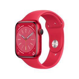 Apple Watch Series 8 (GPS + Cellular) 45 mm Smartwatch Aluminium Fluorelastomer, 140 - 220 mm, Armband: (PRODUCT)RED, Gehäuse: (PRODUCT)RED