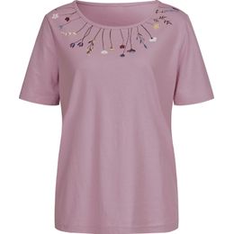 CR&Eacute;ATION L Damen Rundhalsshirt mit platziertem Druck mauve-himmelblau Gr&ouml;&szlig;e 46